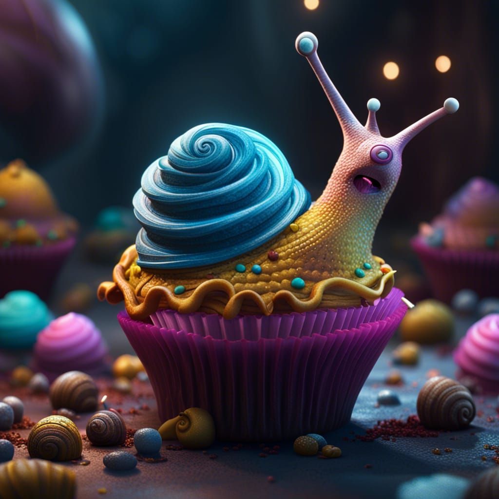 Cupcake snail - AI Generated Artwork - NightCafe Creator