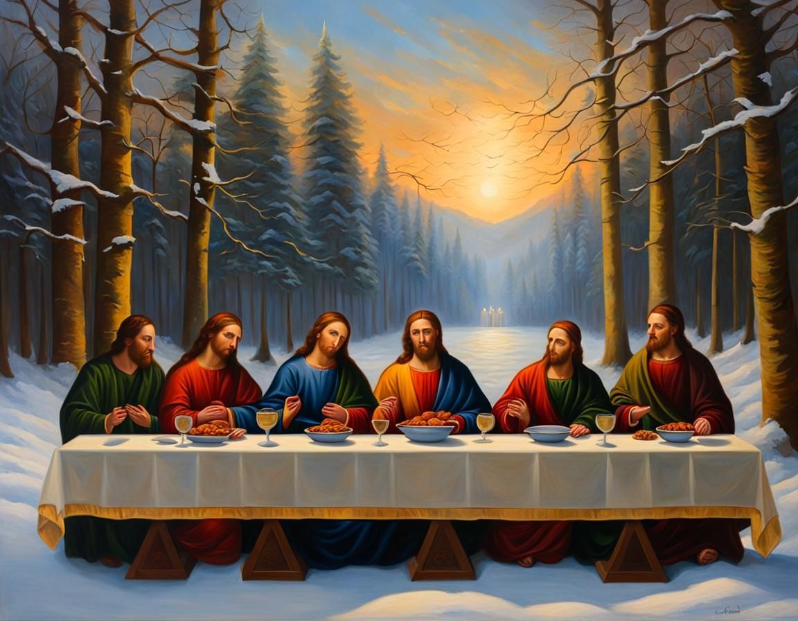 The Last Supper in Winter - AI Generated Artwork - NightCafe Creator