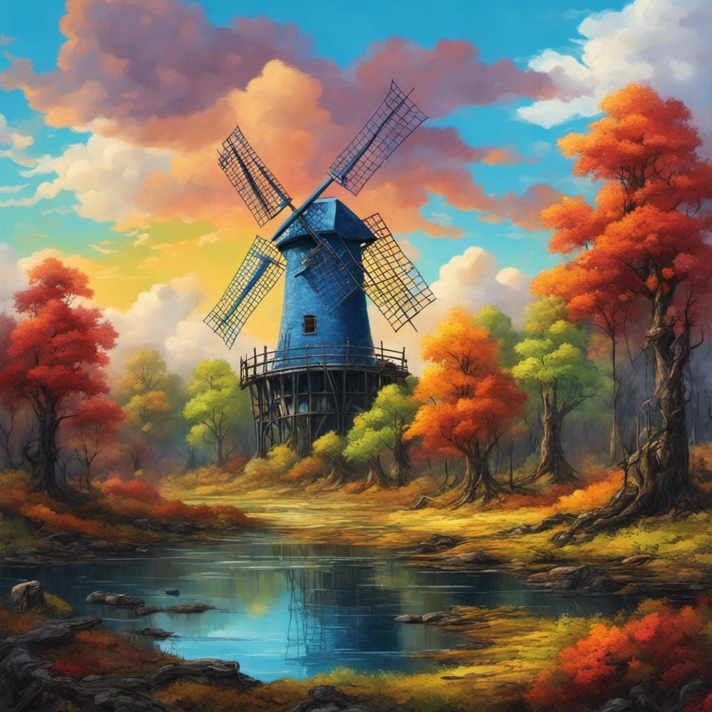 An old iron Windmill : r/nightcafe