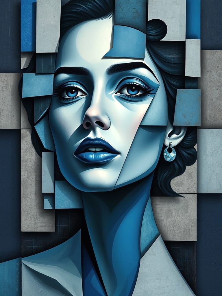 Grey and Blue - inspired by the pioneering Cubist works