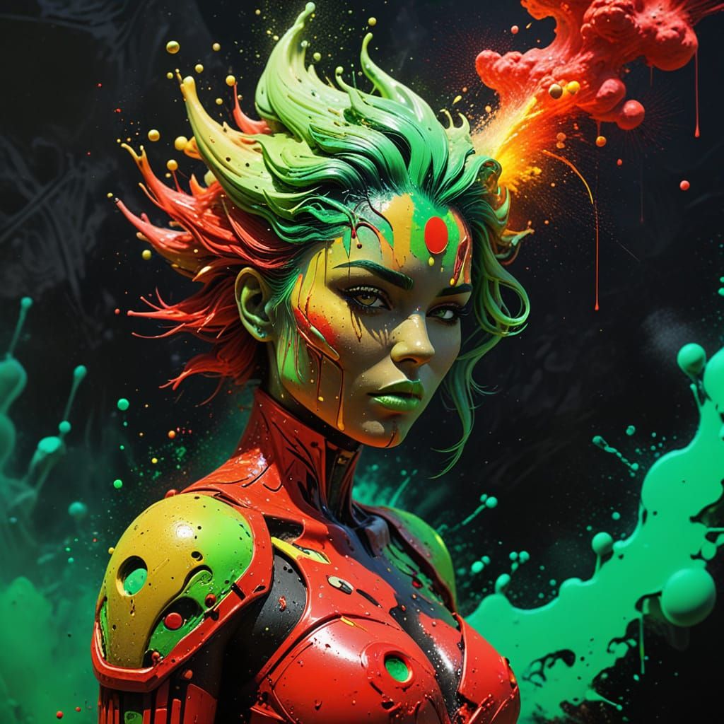 Space queen of planet surge - Vibrant Space Goddess Reigns O...