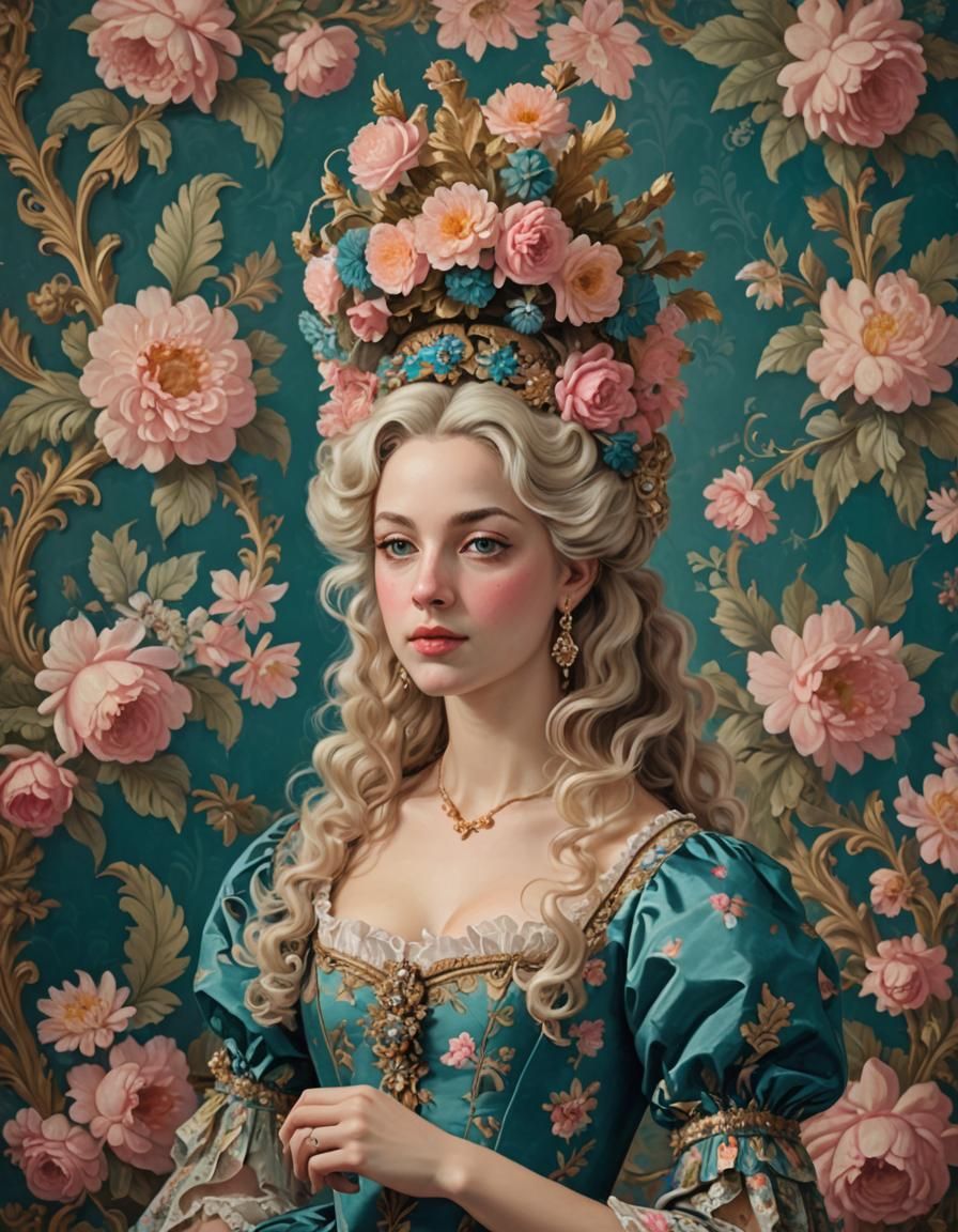 A woman posing for a painting in rococo era - AI Generated Artwork ...
