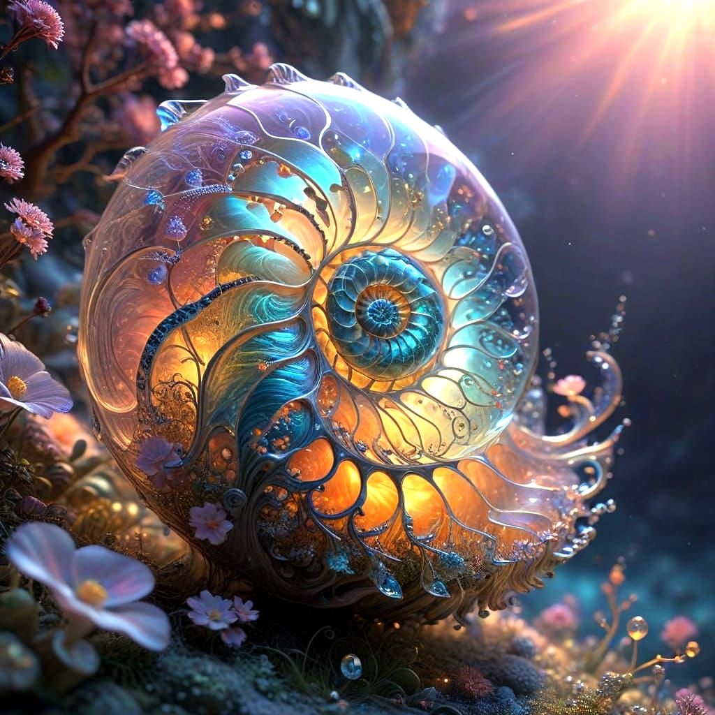 nautilus shell... - Surreal Fantasy Nautilus Shell with Frac...