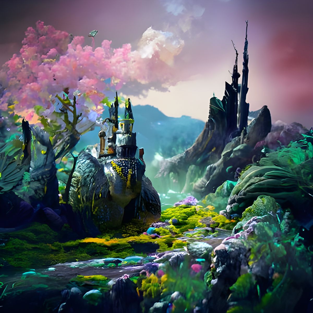 An intricate hellscape painting by hieronymus bosc... - AI Art