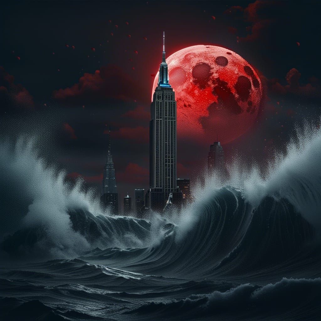 Blood moon style NYC Empire State - AI Generated Artwork - NightCafe ...