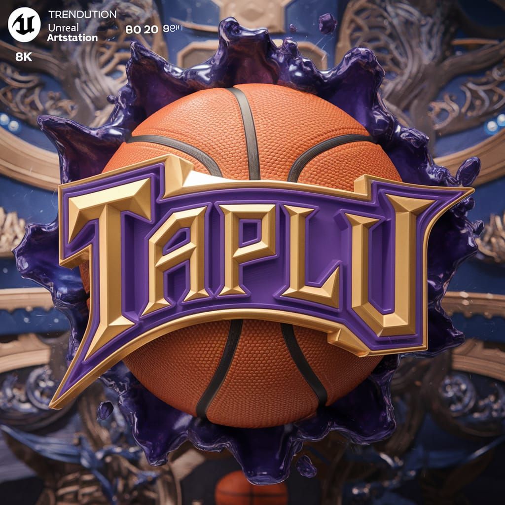 Hyper-Realistic Fantasy Basketball Logo in Gold an... - AI Art