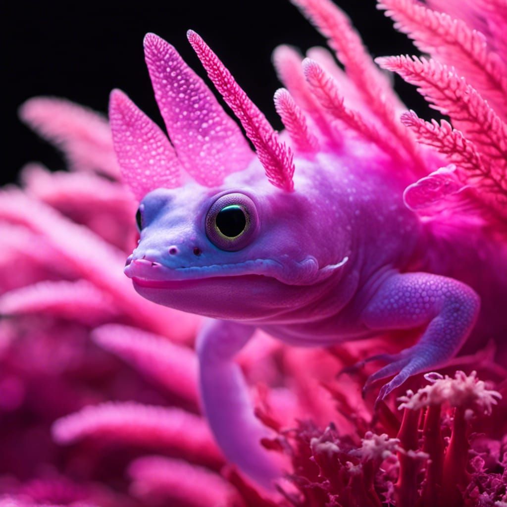 Pink Axolotl 'Ambystoma mexicanum' professional underwater Macro ...