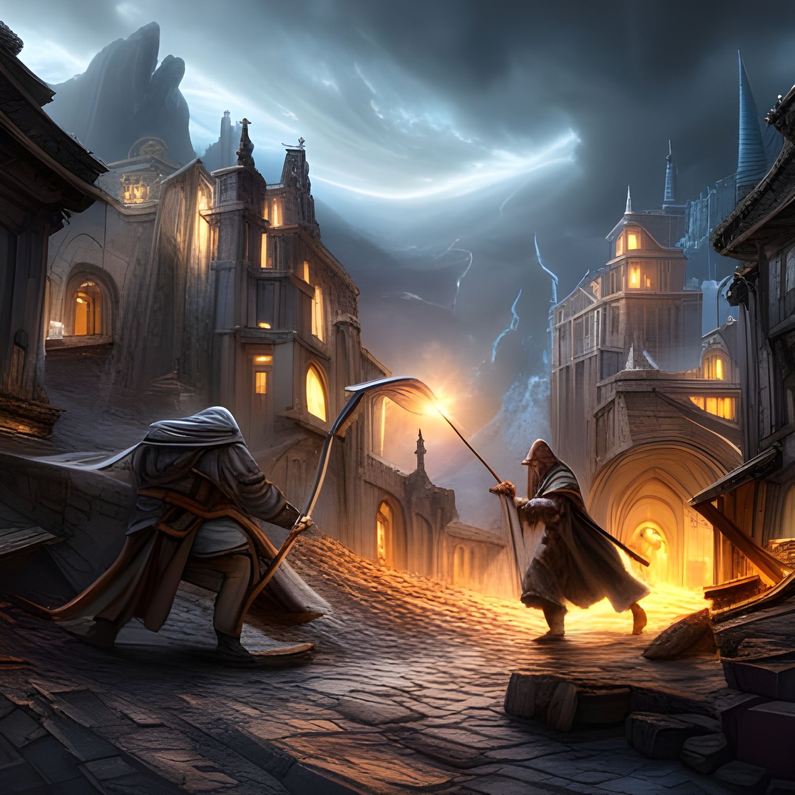 Wizard vs Warlock battle of the ages - AI Generated Artwork - NightCafe ...