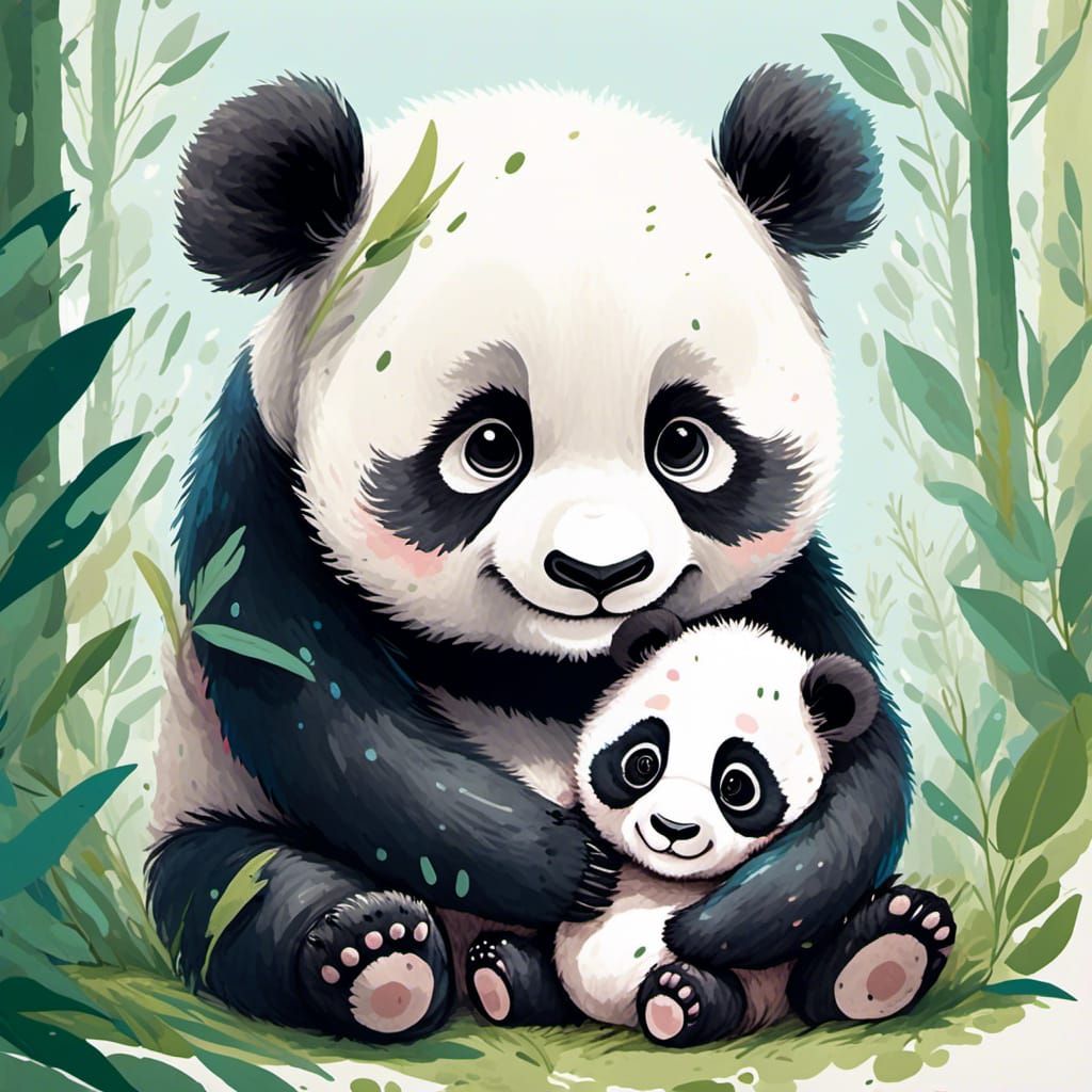 Mom and baby panda : r/nightcafe