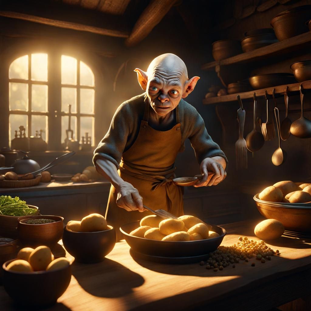 Gollum and PO-TAY-TOES - AI Generated Artwork - NightCafe Creator