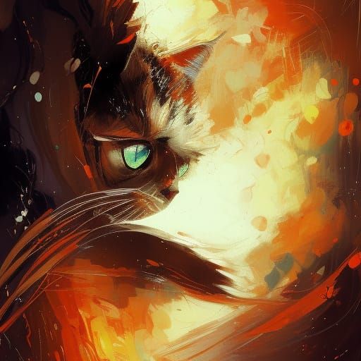 Cat in fire abstract beauty - AI Generated Artwork - NightCafe Creator
