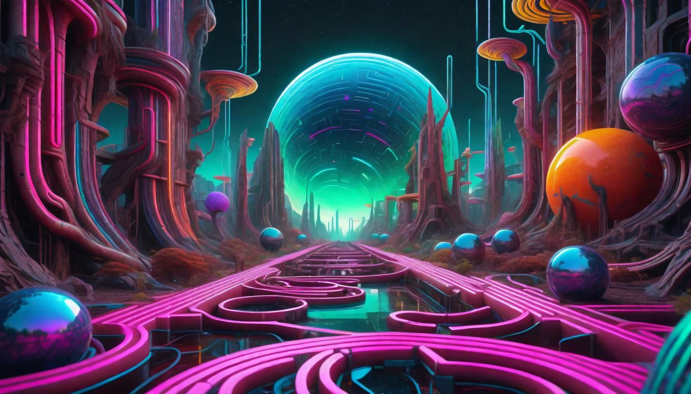 alien neon maze - AI Generated Artwork - NightCafe Creator