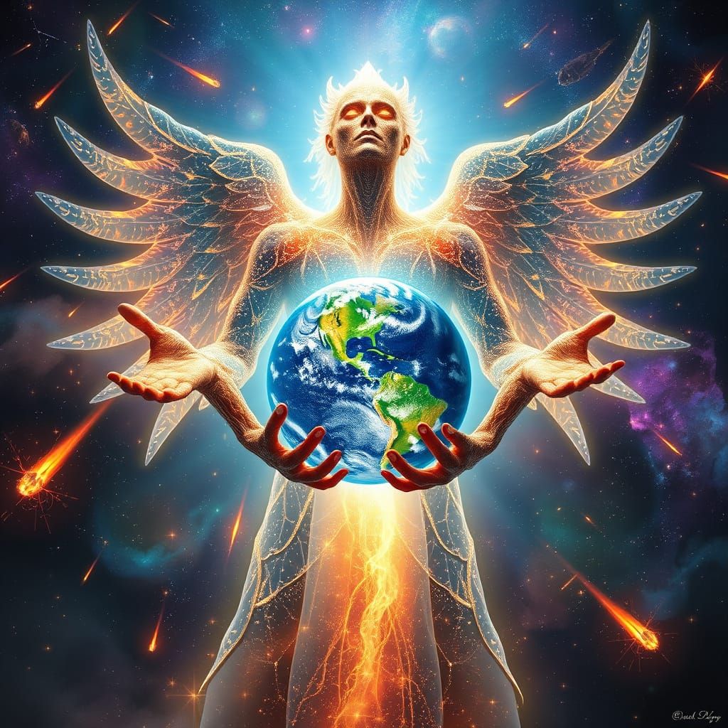 Celestial Guardian Shields Earth From Cosmic Threa... - AI Art
