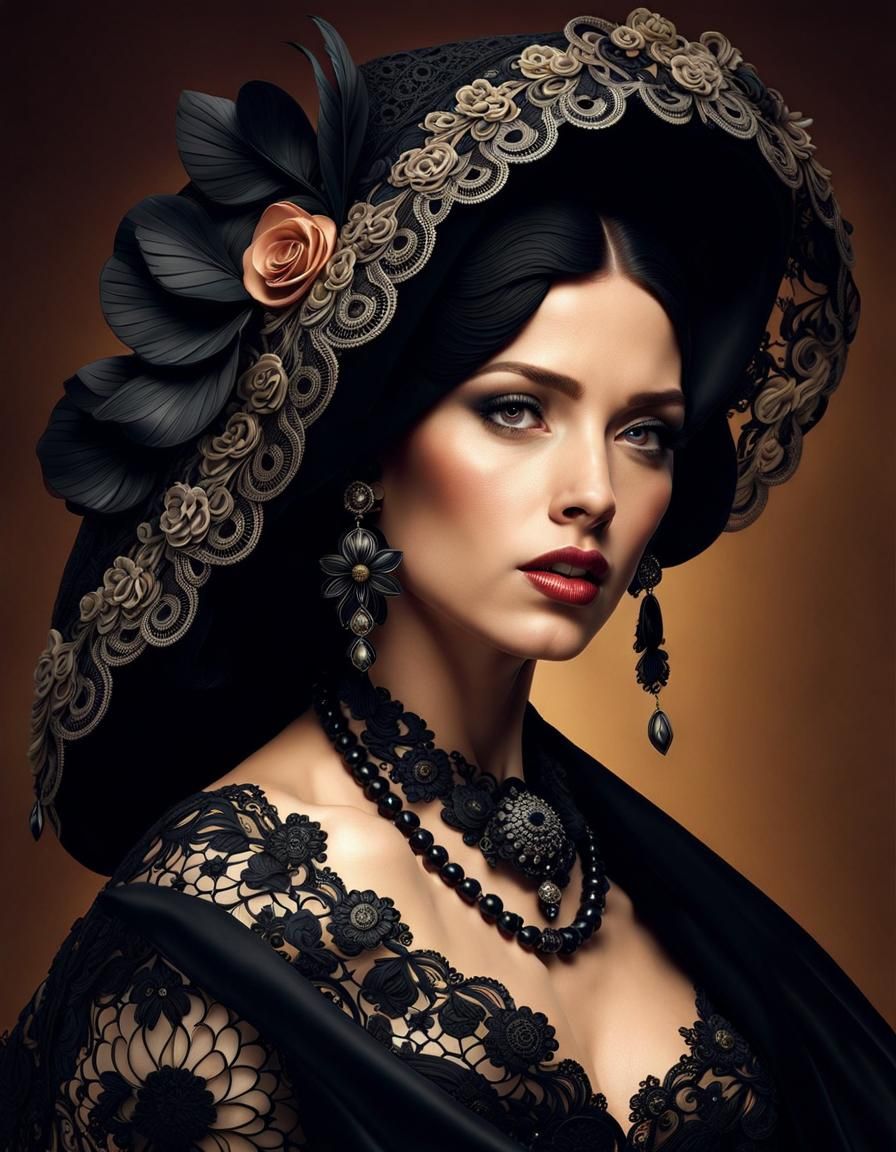 victorian beauty with huge hat - AI Generated Artwork - NightCafe Creator