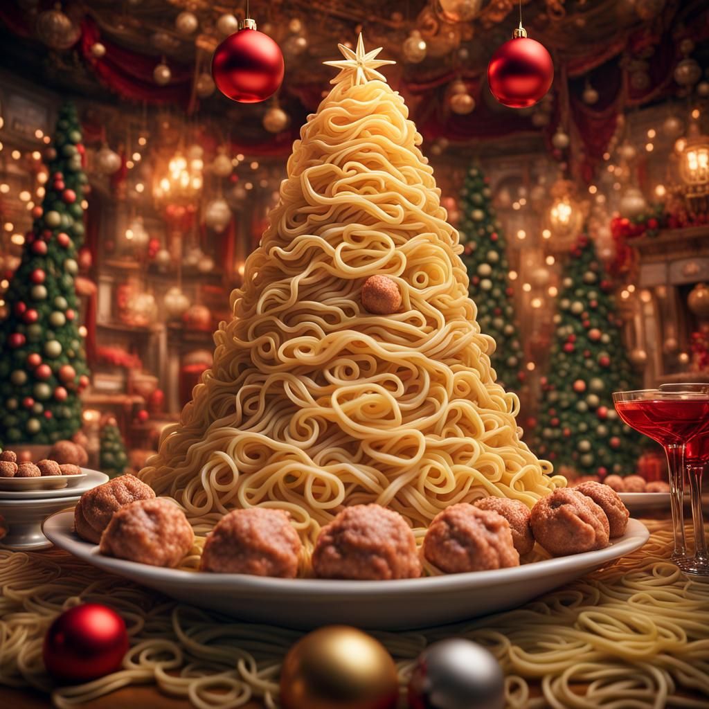 christmas noodle tree - AI Generated Artwork - NightCafe Creator