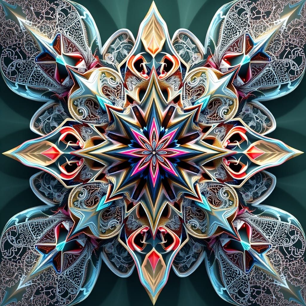 Lacy shapes - Vibrant Geometric Patterns in Dreamlike 3D Sty...