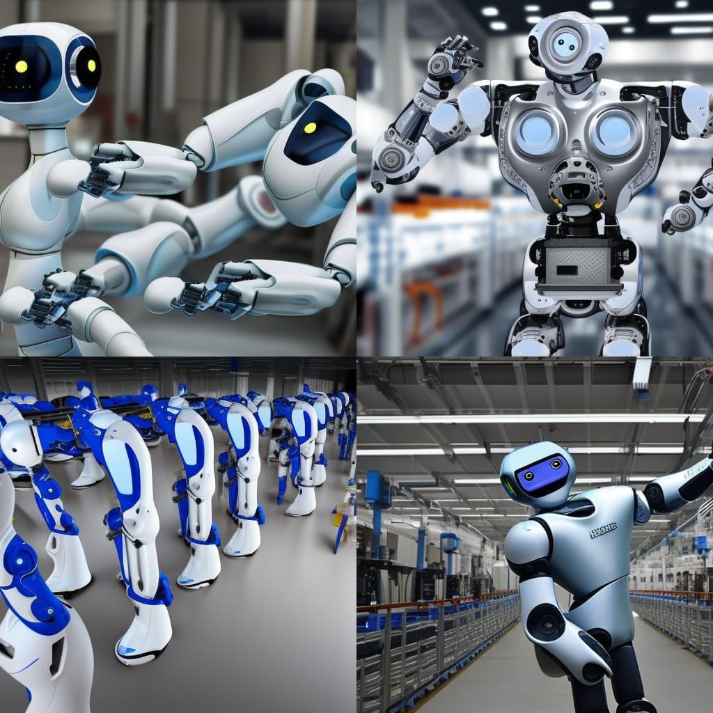 Year 2400 latest robots are being assembled with latest capabilities ...