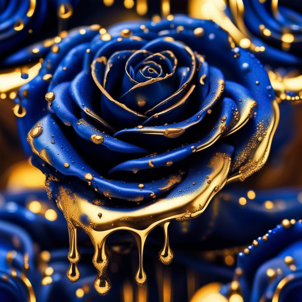 Indigo-Golden Rose - AI Generated Artwork - NightCafe Creator