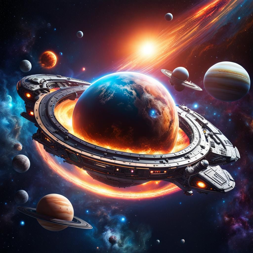 Planet Sized Spaceship - AI Generated Artwork - NightCafe Creator