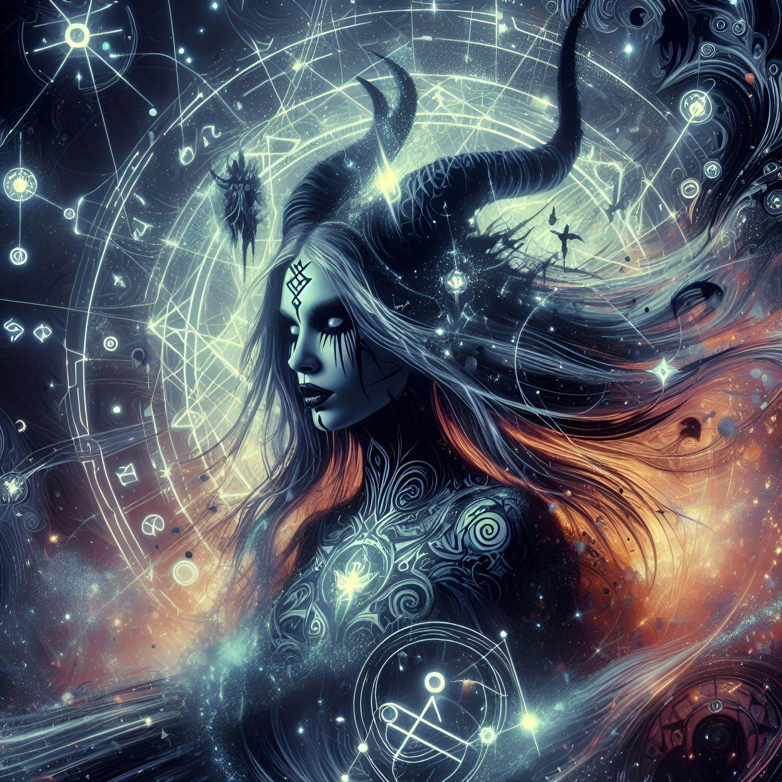 Cosmic rune tattoo Morrigan - AI Generated Artwork - NightCafe Creator