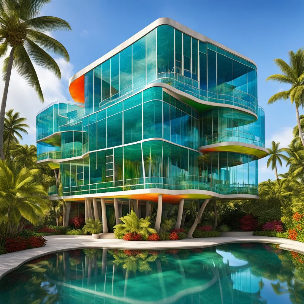 Abstract Glass Mansion - AI Generated Artwork - NightCafe Creator
