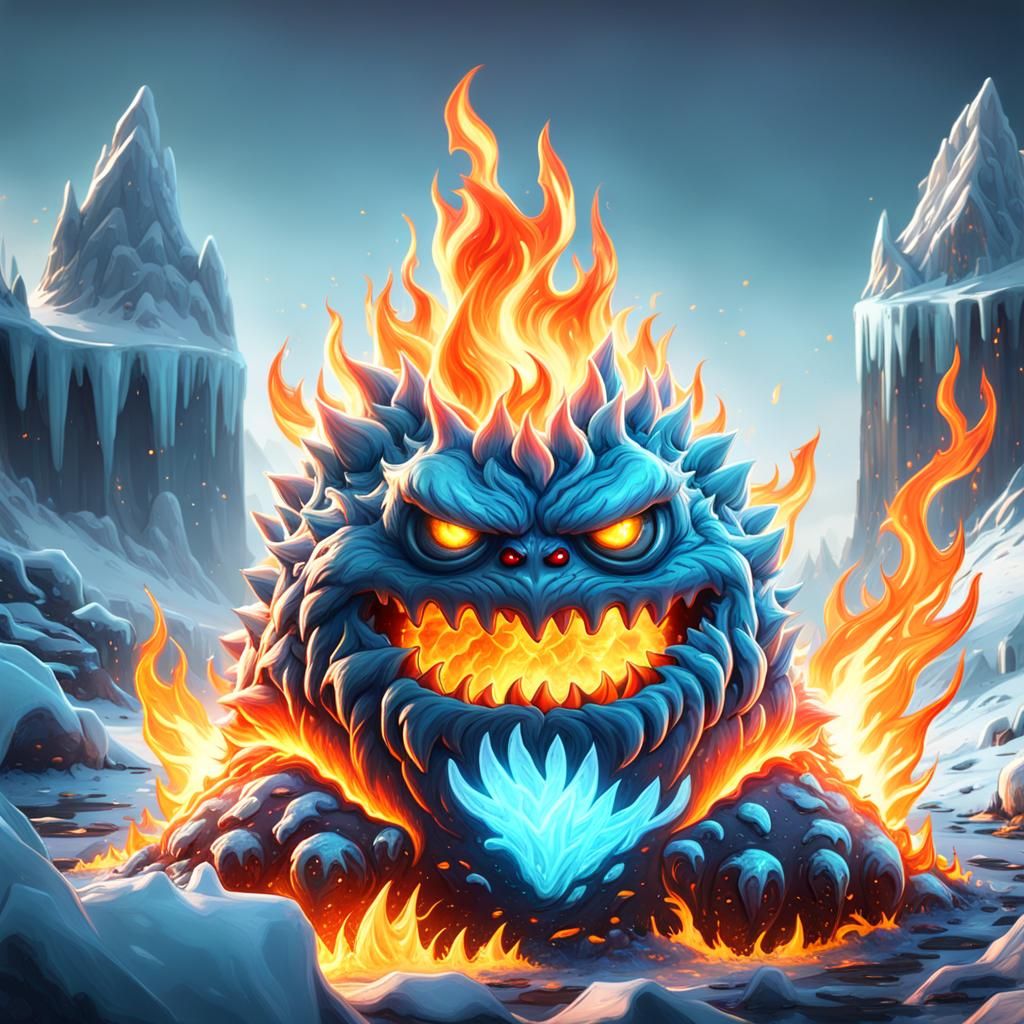 Ice monster On Fire - AI Generated Artwork - NightCafe Creator