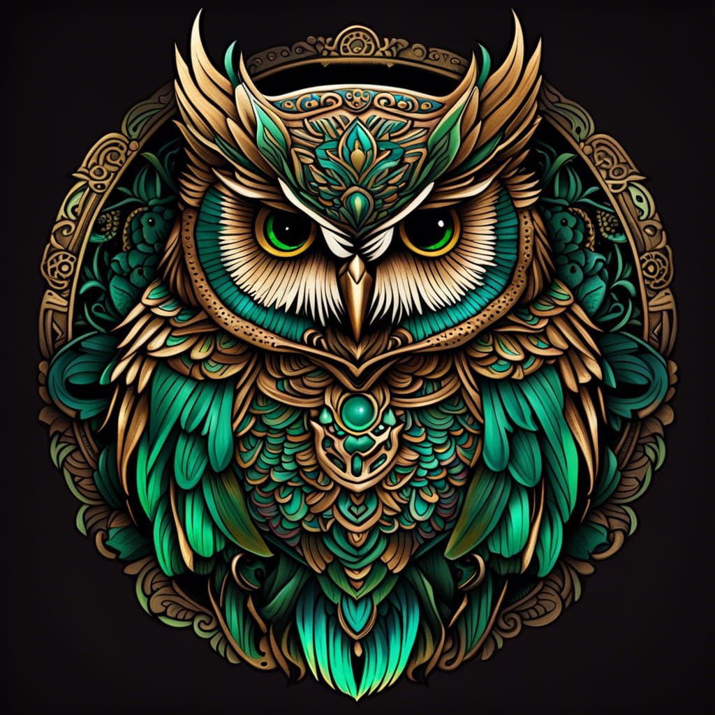 Owl Emblem - AI Generated Artwork - NightCafe Creator