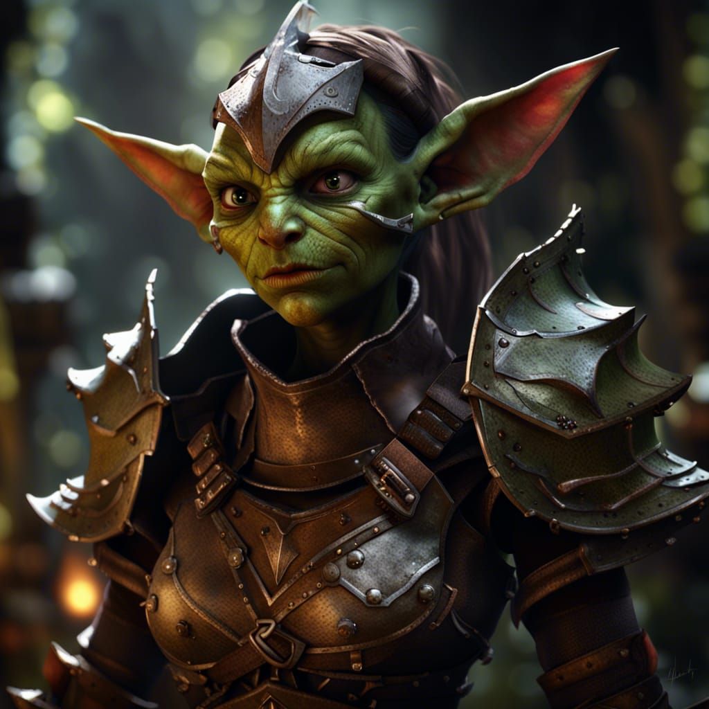 A female goblin wearing plate armor. - AI Generated Artwork - NightCafe ...