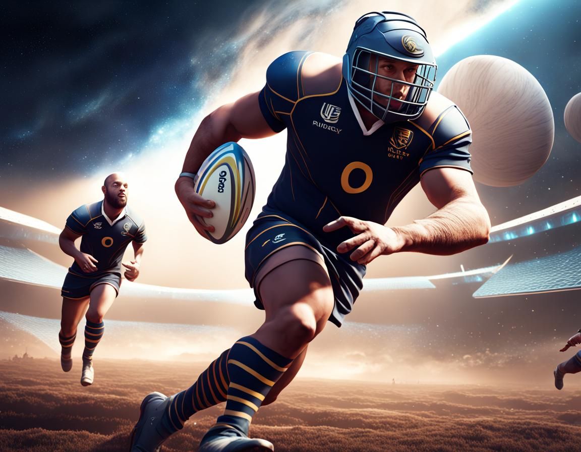 Rugby in Space - AI Generated Artwork - NightCafe Creator