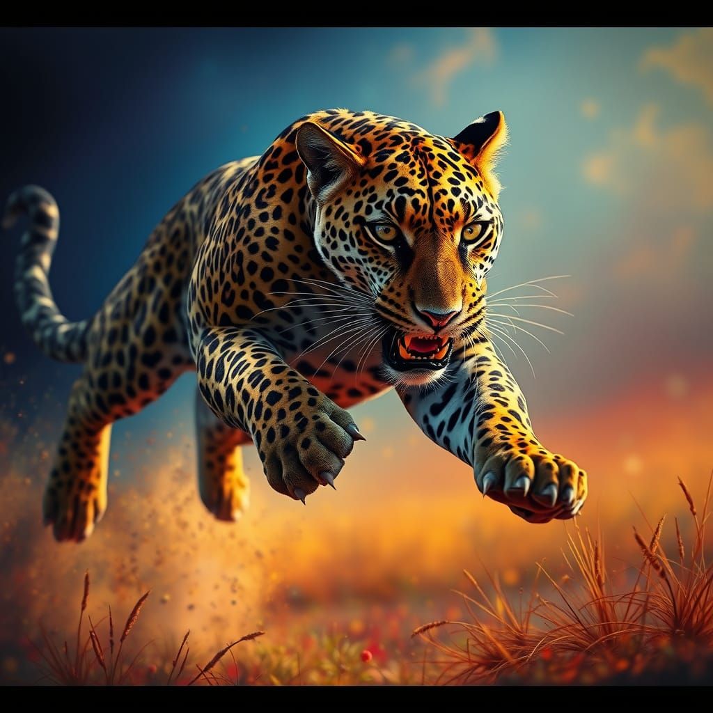 A leopard chasing after his prey - Majestic Leopard in Hyper...