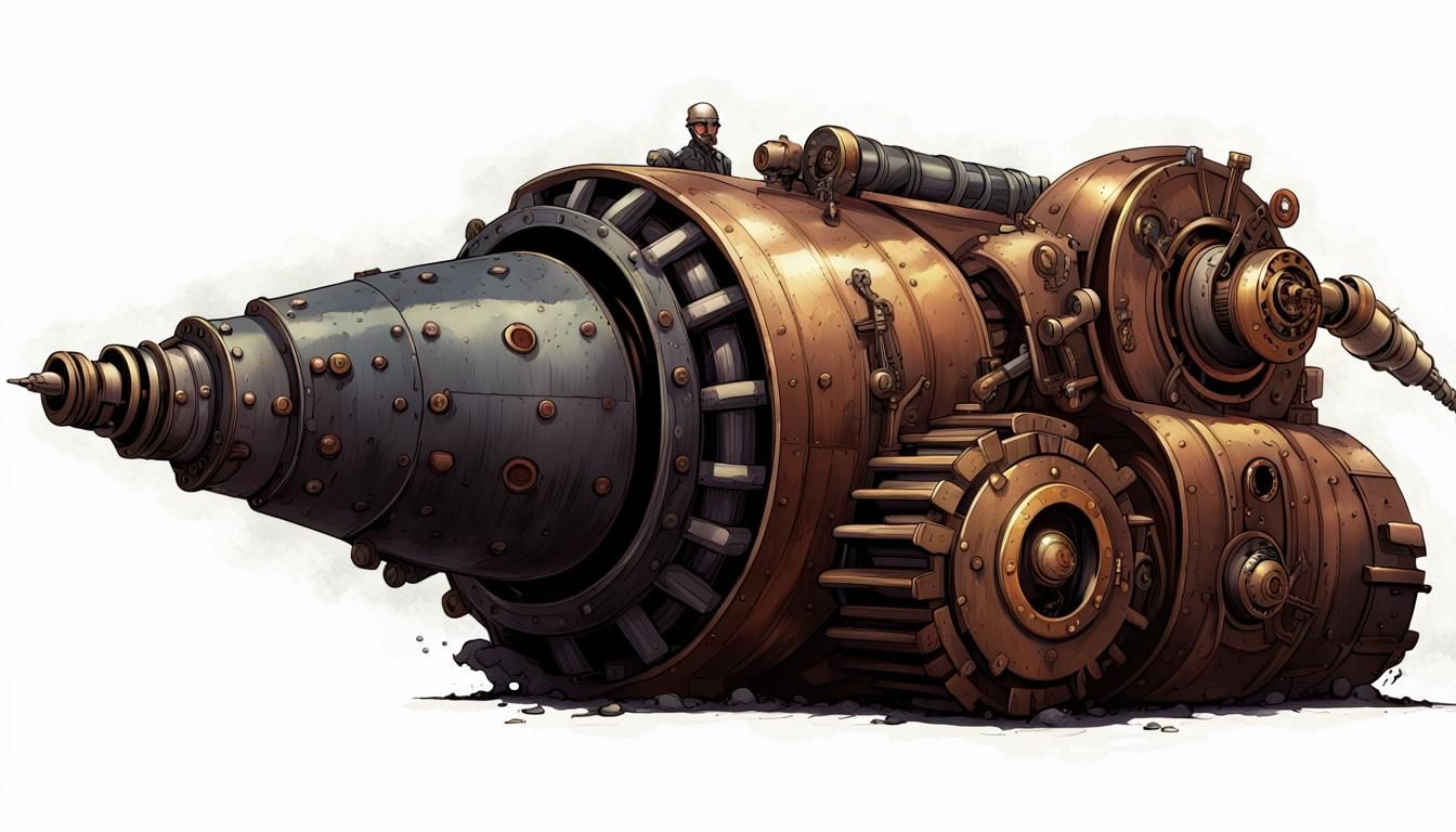 Steampunk long hole drill - AI Generated Artwork - NightCafe Creator