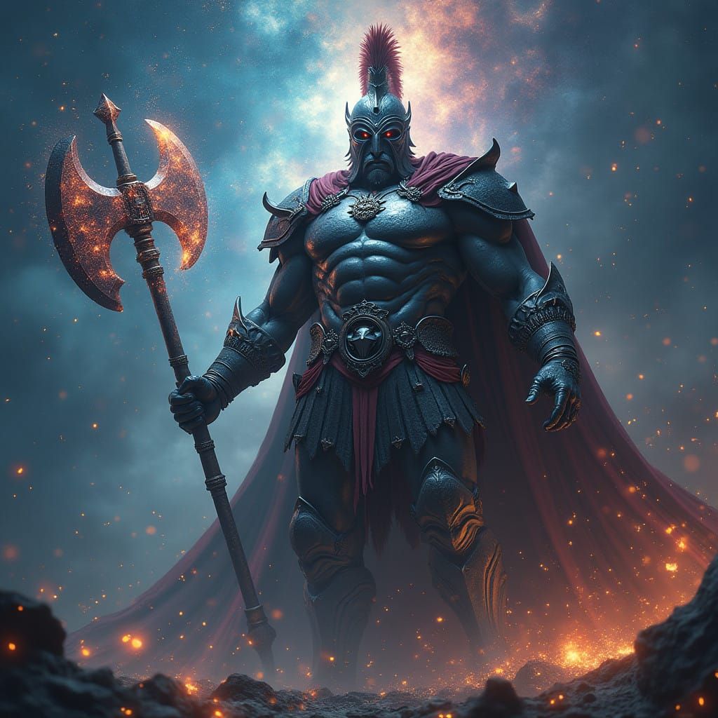Galactic Roman Warrior in Dark Cosmis Armor - AI Art