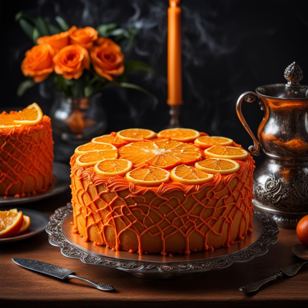 Delicious orange cake! - AI Generated Artwork - NightCafe Creator