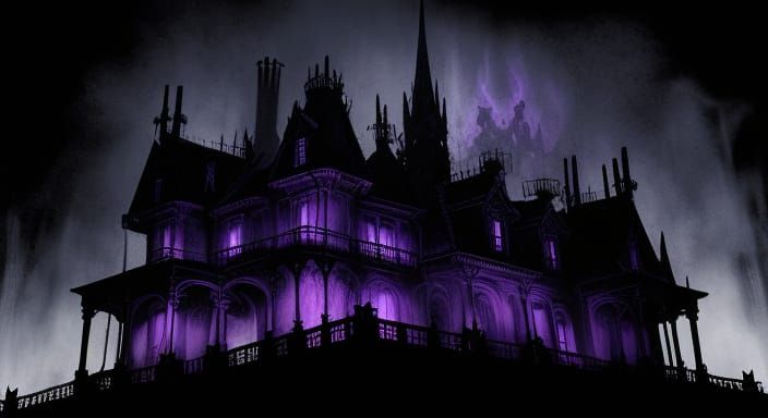 Mysterious Haunted Mansion with Ghastly Specter - AI Art