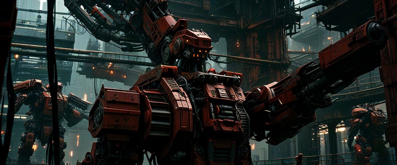 Underground Mech factory - Gritty Sci-Fi Mech Repair in a Dy...