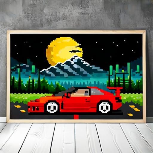 Ferrari Pixel painting - AI Generated Artwork - NightCafe Creator