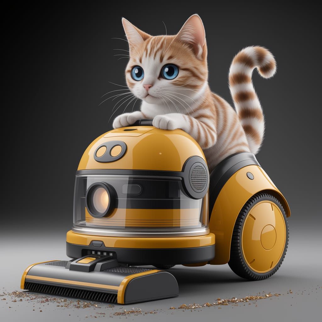 Cats ride robot vacuum cleaners - Futuristic Felines Unite w...