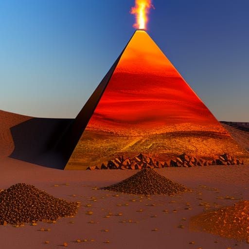 A authentic pyramid sized pile of real money on fire in the desert 8k ...