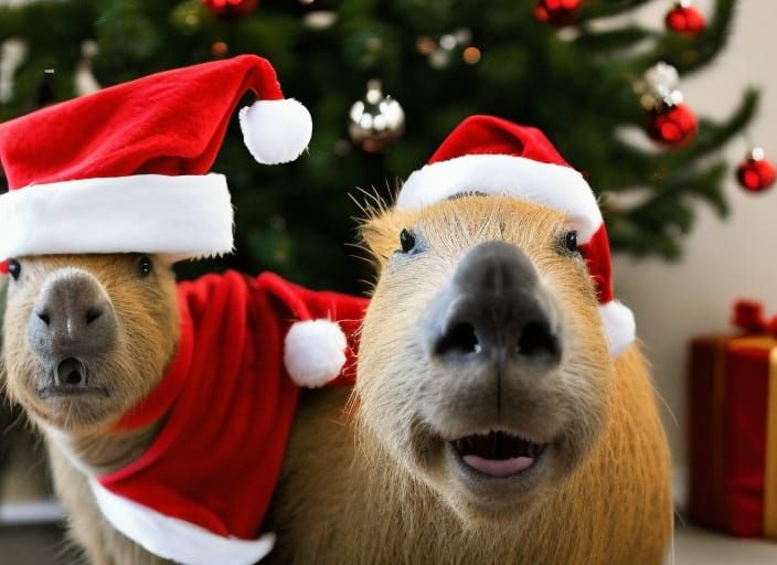Kooky Christmas capybaras - AI Generated Artwork - NightCafe Creator