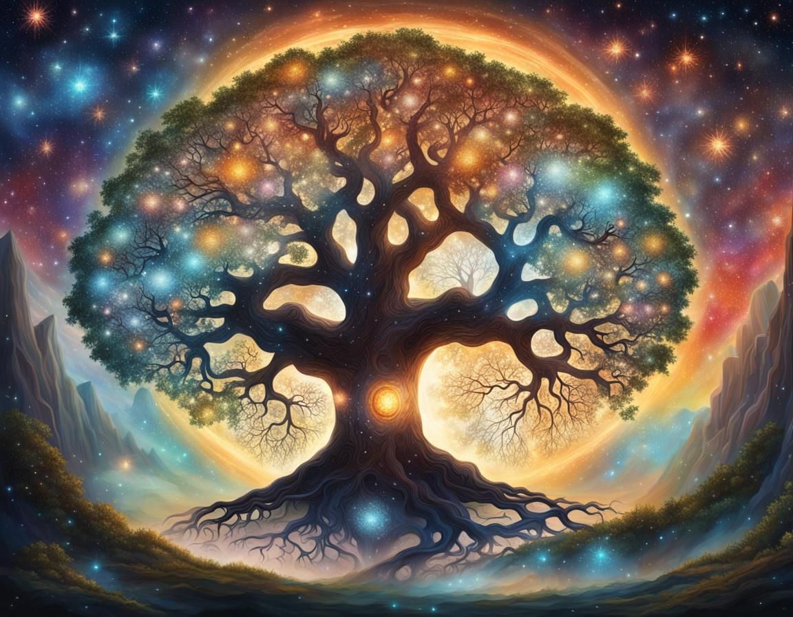 world tree, tree of life, mystical, fantasy art, giant antient tree ...