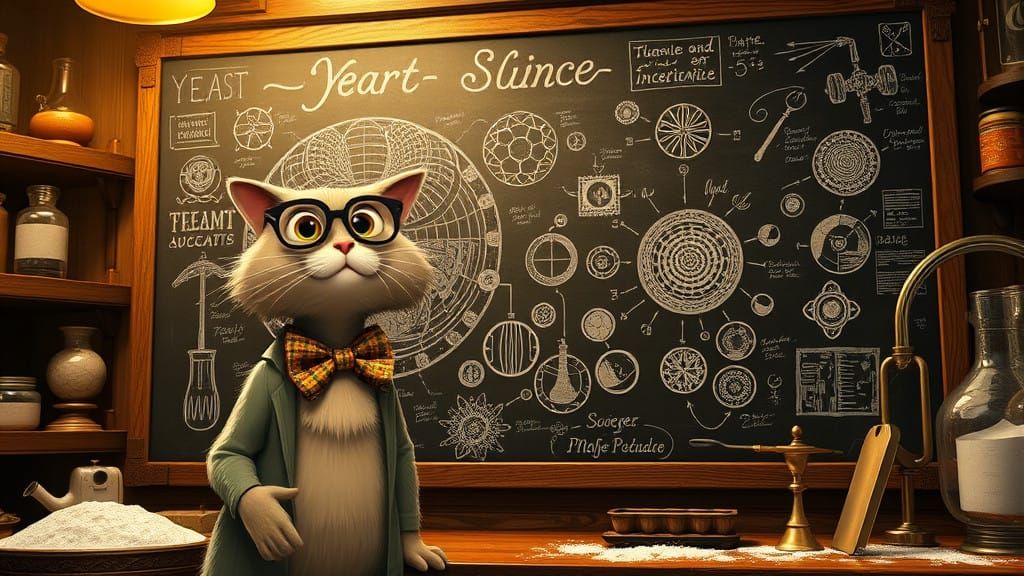 Whimsical Professor Pickle Studies Yeast in a Gold... - AI Art