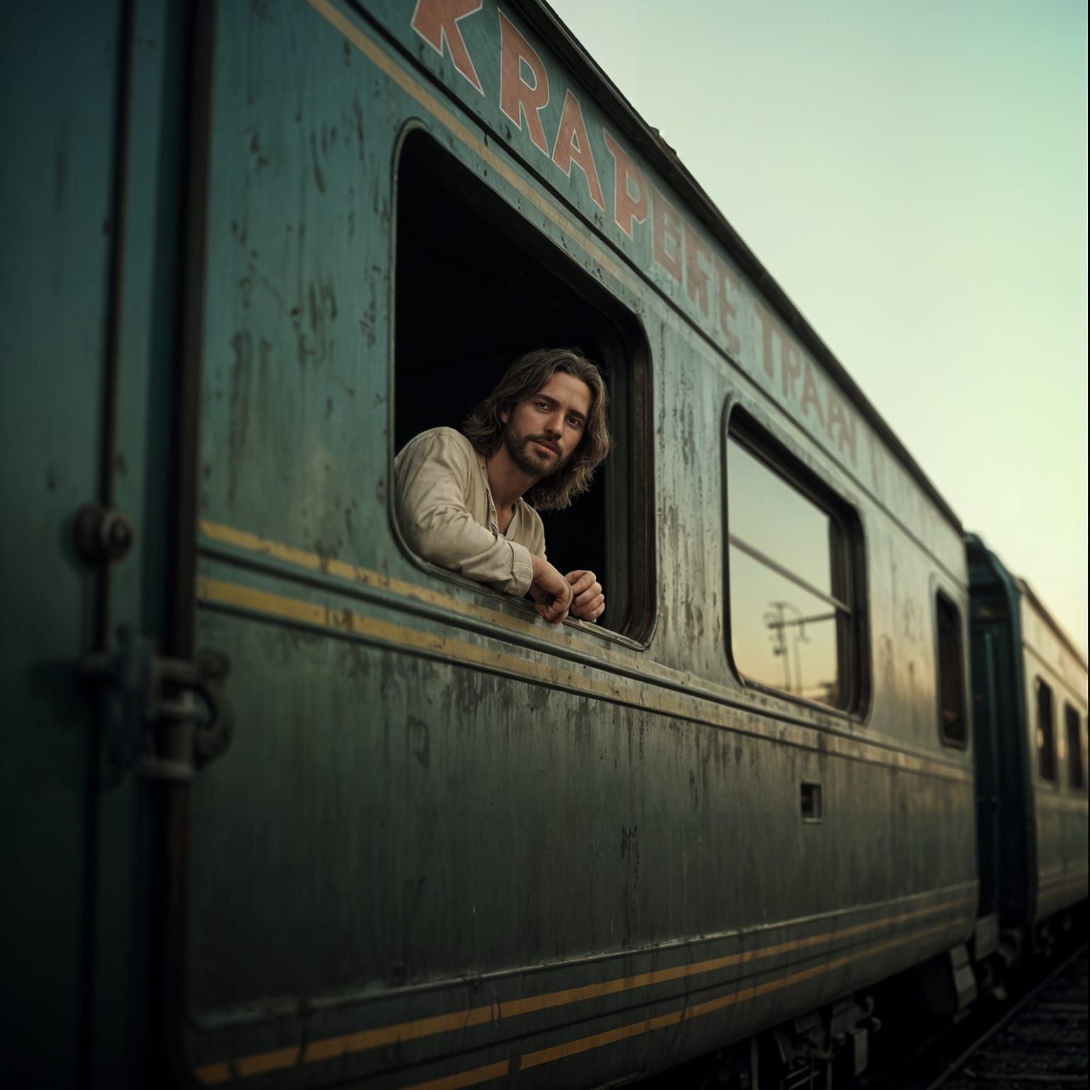 Jesus Riding the Rapture Train in Cinematic Film S... - AI Art