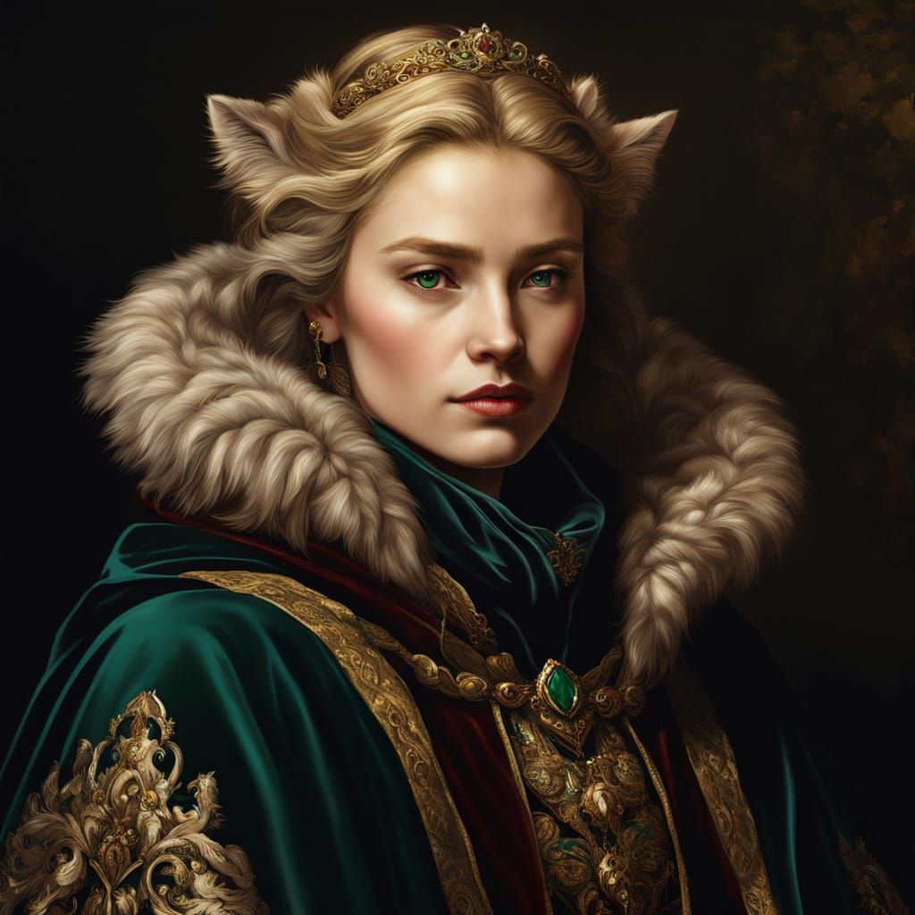 Regal Renaissance Queen in Golden Hour - AI Art