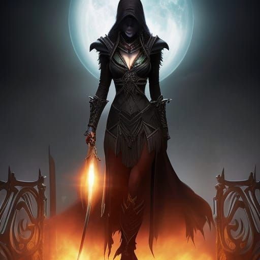 warlock woman in the dark - AI Generated Artwork - NightCafe Creator
