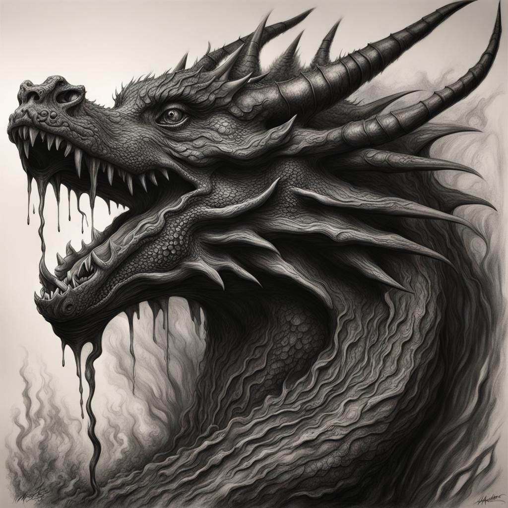 Melting black dragon - AI Generated Artwork - NightCafe Creator