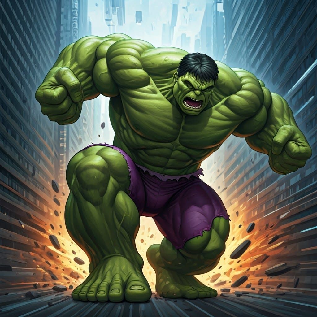 The Rampaging Hulk - Futuristic Hulk Smashes Through City i...