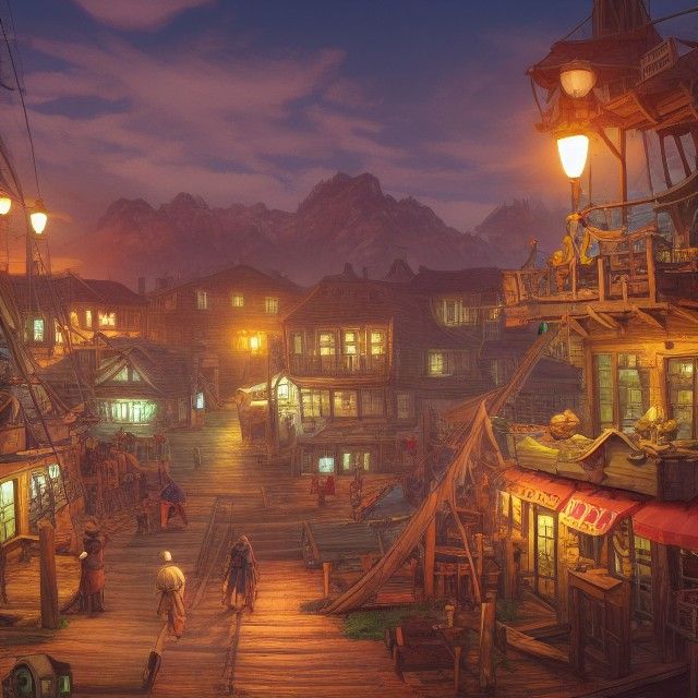 Pirate town, by Arai Yoshimune, Simon Stålenhag, and Dan Mumford ...