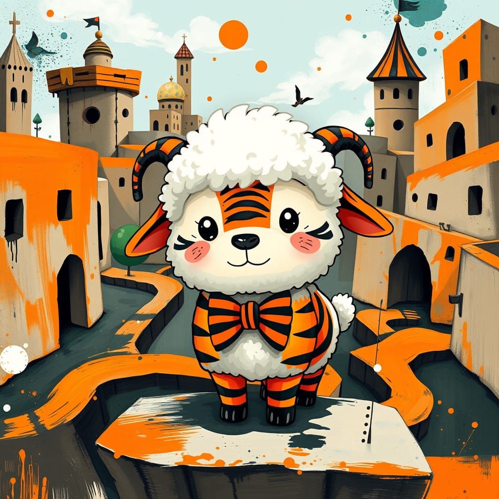 sheep in tiger's clothing - Whimsical Tiger-Striped Sheep i...