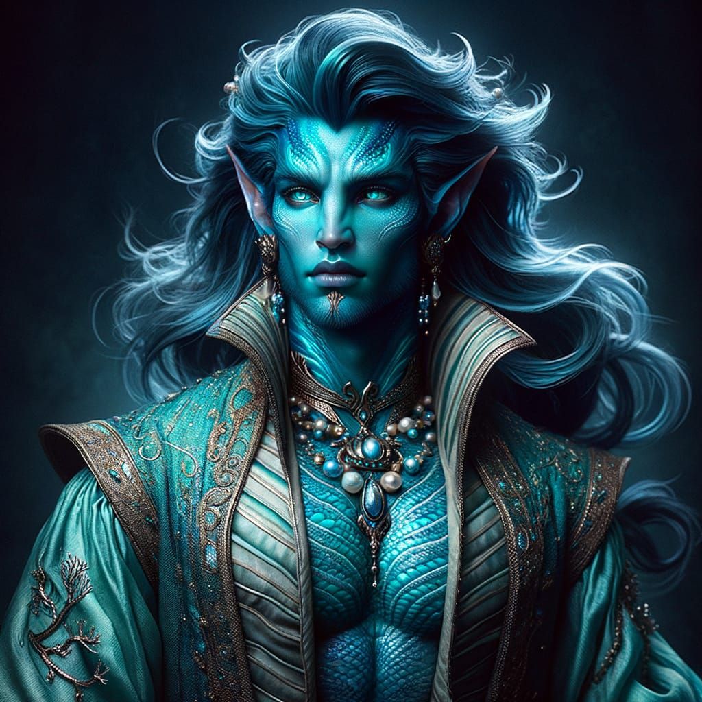 Majestic Marid Genie Noble in Arabian Nights Fanta... - AI Art