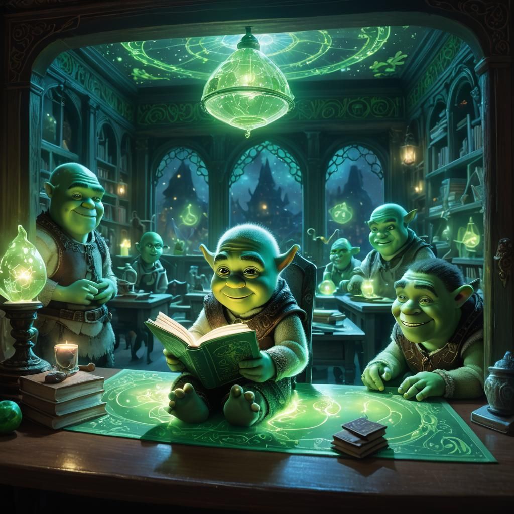 Ogres study meeting - AI Generated Artwork - NightCafe Creator